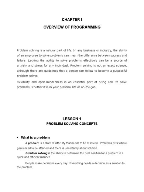 overview of programming problem solving concepts pdf computer program programming
