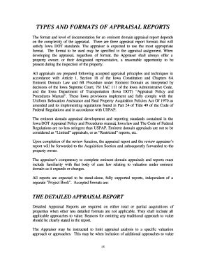 Fillable Online Iowadot Types And Formats Of Appraisal Reports
