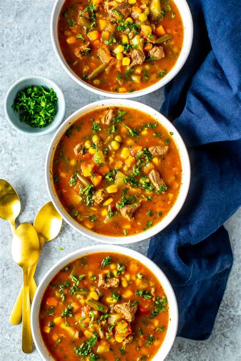 Instant Pot Vegetable Beef Soup Eating Instantly
