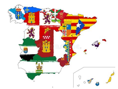 Map Of Spain From Flags Brush Strokes Of Communities Spain Flags Of