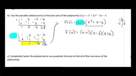 rational zeros theorem to find zeros of a polynomial youtube