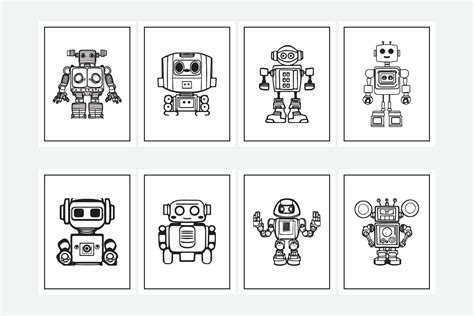 Cute Robot Coloring Pages Vector Design Vector Art At Vecteezy