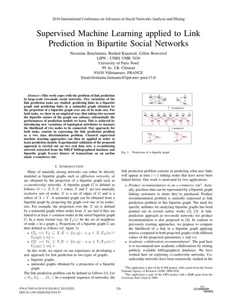 pdf supervised machine learning applied to link prediction in bipartite social networks