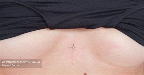 Minimalist North Star Tattoo On The Sternum