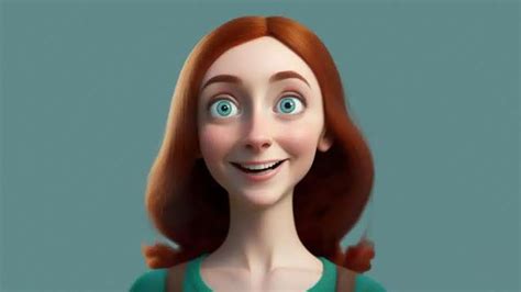 A Cartoon Character With Red Hair And Blue Eyes