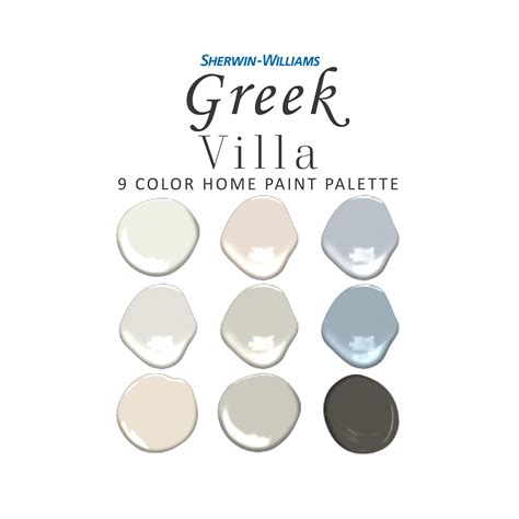 Sherwin Williams Greek Villa Paint Color Palette Best White Etsy In