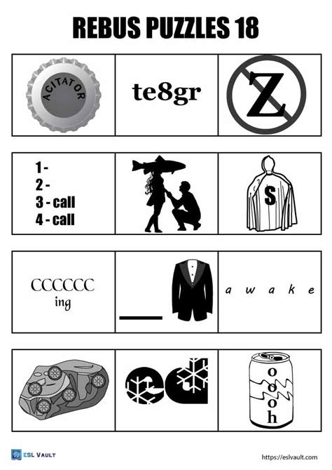300 Free Printable Rebus Puzzles With Answers ESL Vault