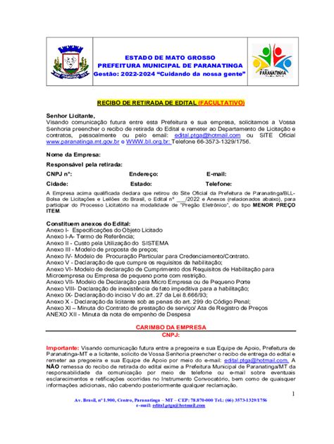 Preenchível Disponível Anexo I Especificaes do Objeto Licitado Fax