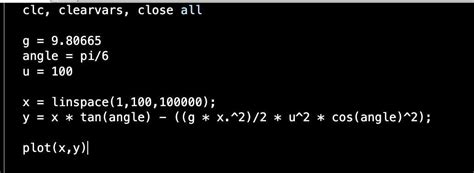 i am trying to plot the trajectory of a projectile but i am just not able to figure out what i