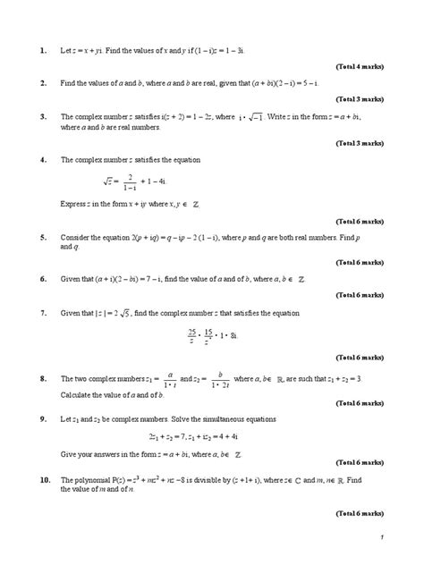 cartesian form complex number revision pdf equations complex number