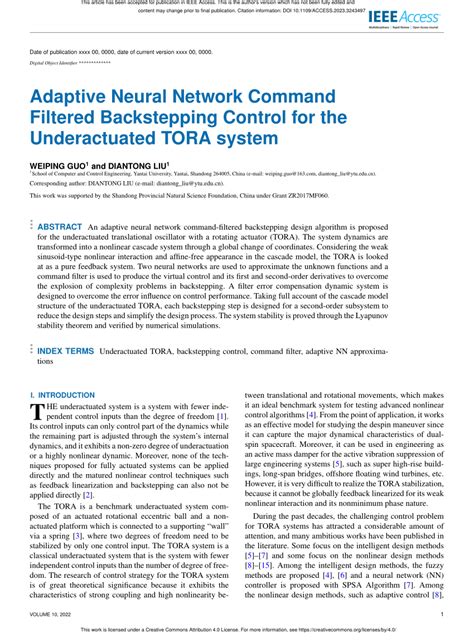 pdf adaptive neural network command filtered backstepping control for the underactuated tora