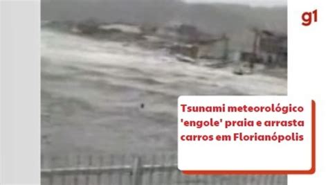 Vídeo Tsunami meteorológico engole praia e arrasta carros em