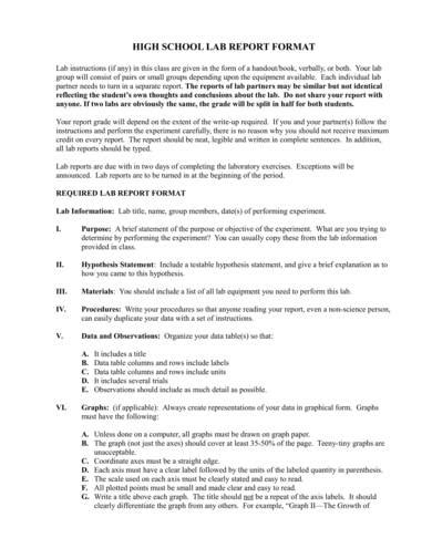 Free Physics Lab Report Samples In Pdf Ms Word