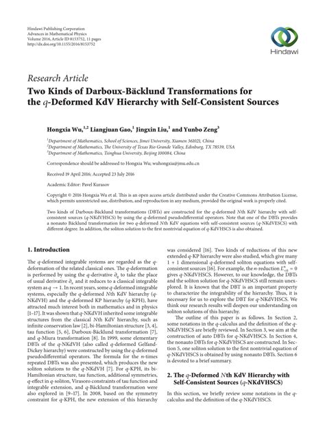 pdf two kinds of darboux bäcklund transformations for the q deformed kdv hierarchy with self