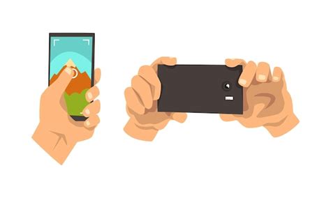 Fotograf A A Mano Con Tel Fonos Inteligentes Con Las Manos Levantadas