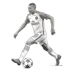 Coloriage de Kylian Mbappe gratuit à imprimer La star du Real