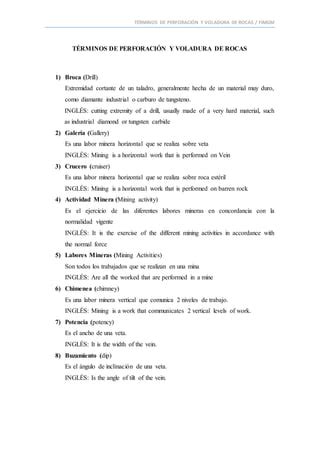Terminos Finales D Perforacion Y Voladura D Rocas PDF