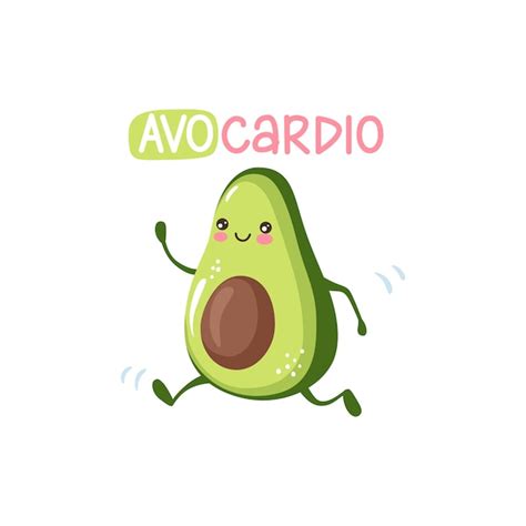 Premium Vector Avo Cardio Cute Cartoon Avocado Character Running