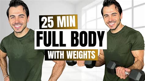 25 MIN FULL BODY HIIT Workout With Weights Warm Up Cool Down No