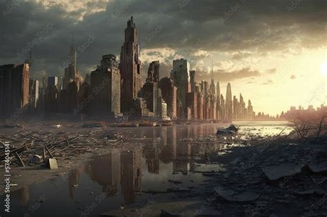 Apocalyptic View Of Destroyed New York Post Apocalypse After World War
