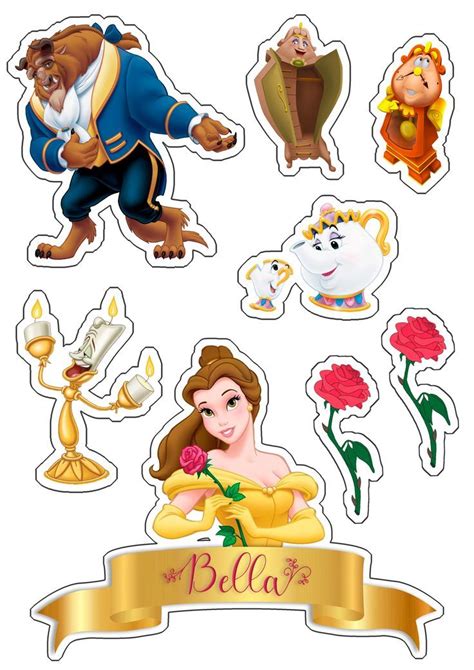 Topper de bolo Decoração bela e fera Bolo da bela Bela e a fera