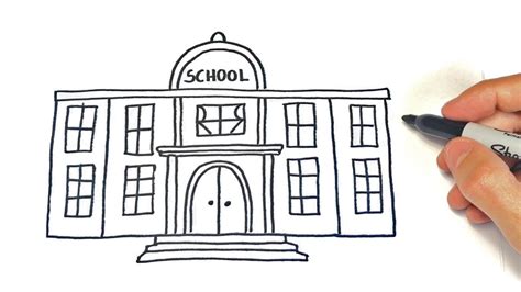 Como Dibujar una Escuela Paso a Paso Lección de dibujo escolar