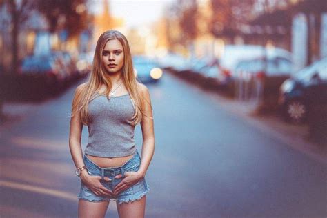 Women Blonde Looking At Viewer Portrait Jean Shorts Wallpapers HD
