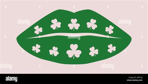 Lucky Kiss Green Lips With Shamrock Irish Kiss 3 Leaf Clover St