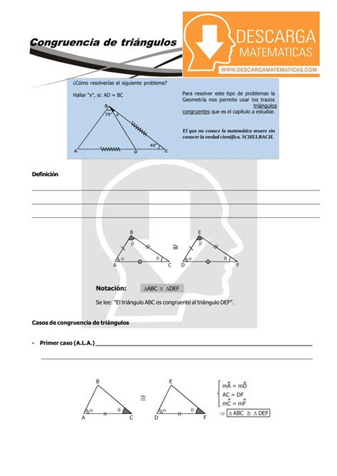 PDF Congruencia de triángulos descargamatematicas comO Congruencia