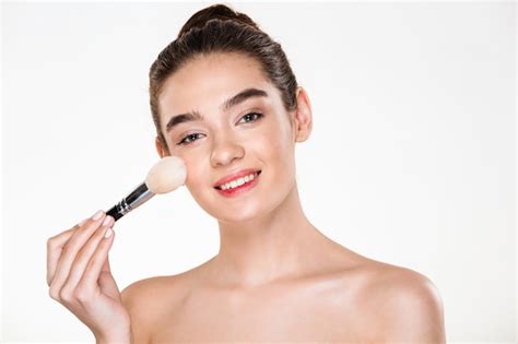 Free Photo Beauty Portrait Of Smiling Half Naked Woman With Fresh