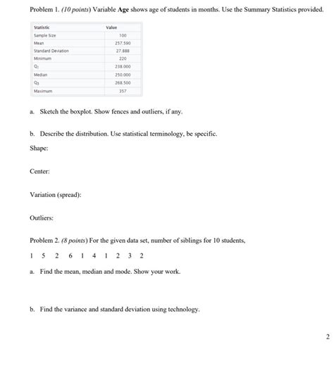 solved problem 1 10 points variable age shows age of