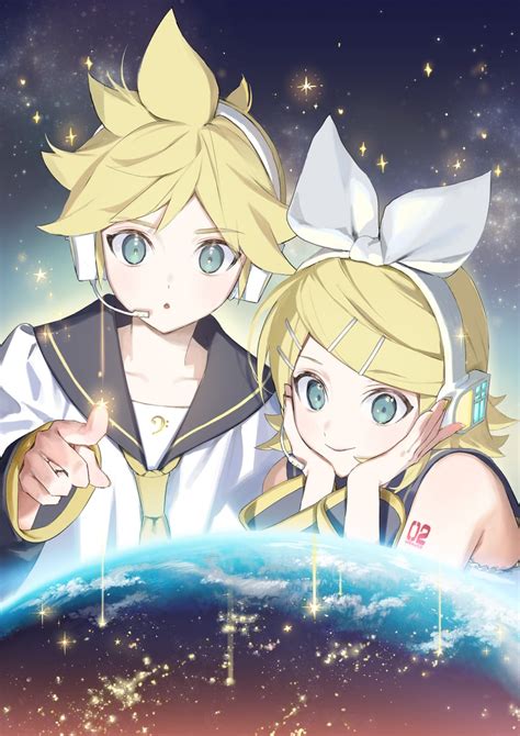 Kagamine Rin And Kagamine Len Vocaloid Drawn By Naoko Naonocoto