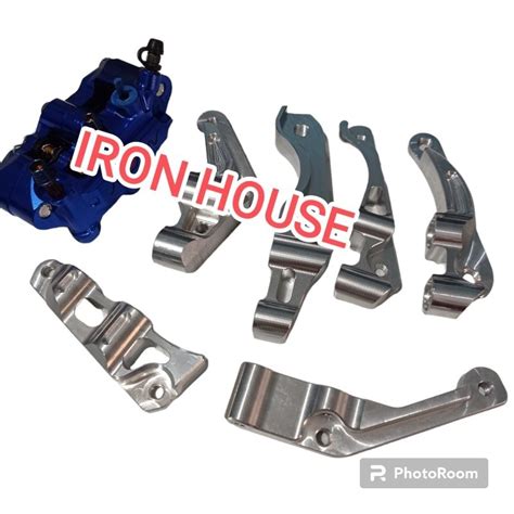 Jual PAKET KALIPER MONOBLOK 4 PISTON PLUS BREKET DAN BAUT UNTUK DISC