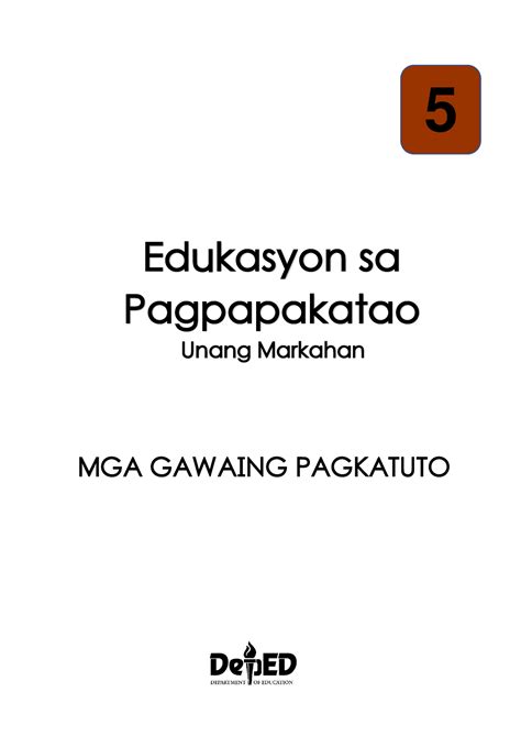 ESP 5 Q1 LAS Learning Activity Sheets 5 Edukasyon Sa Pagpapakatao