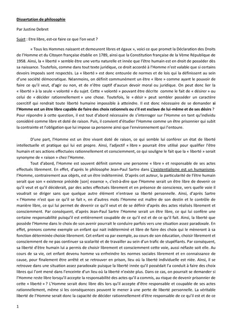 Dissertation De Philosophie 2 Dissertation De Philosophie Par Justine