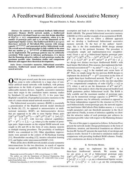 pdf a feedforward bidirectional associative memory