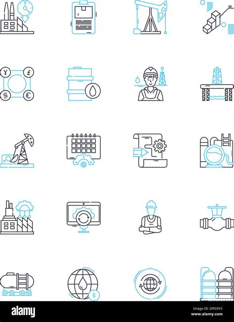 Assembly Line Linear Icons Set Automation Efficiency Production
