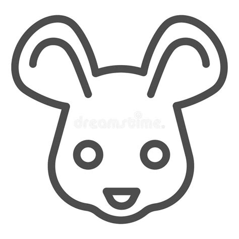 Mouse Head Thin Line Icon Cute Rodent Rat Face Simple Silhouette