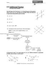 Practice Exercises Proving Lines Parallel With Theorems Course Hero