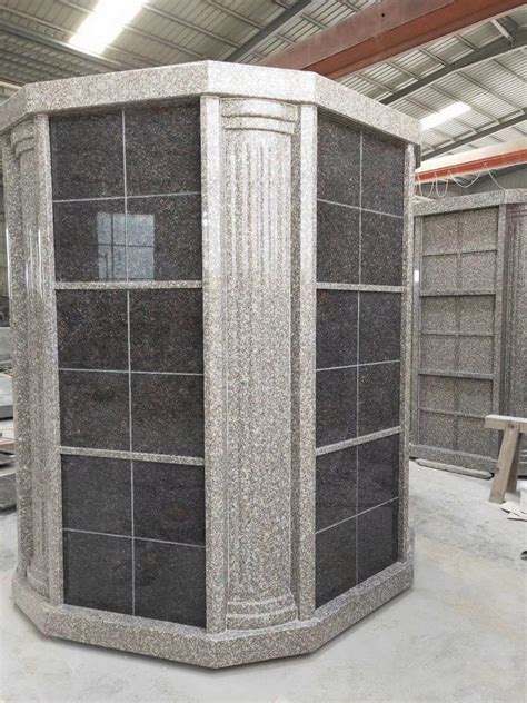 Haobo Stone Grey Granite Columbarium Niches Tombstone With Colum