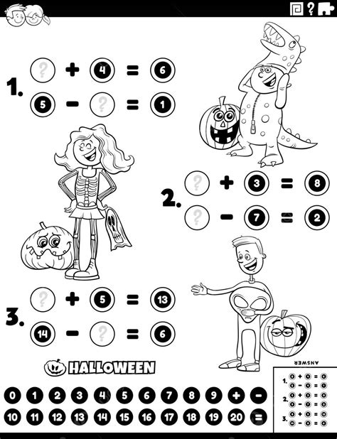 Página De Livro Para Colorir Para Exercícios De Adição E Subtração