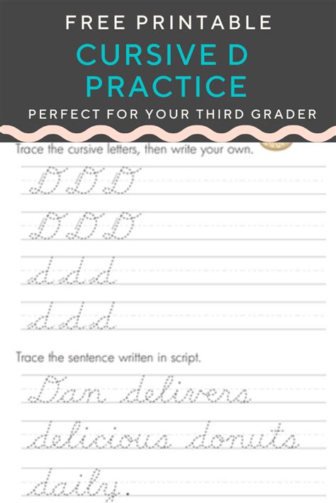 Cursive D Worksheet Education Cursive Practice Learning To