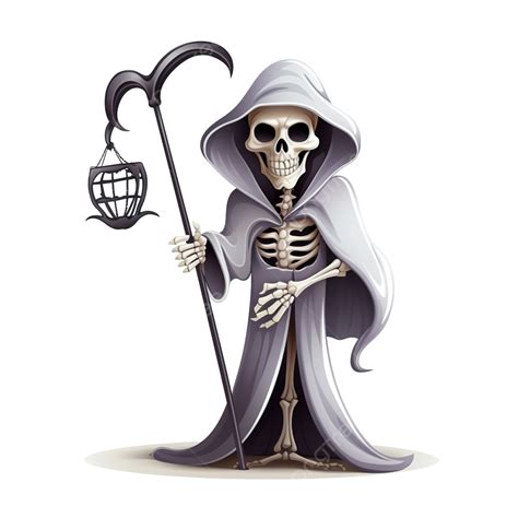 Happy Halloween Greetings With Grim Reaper Carrying Scythe Illustration