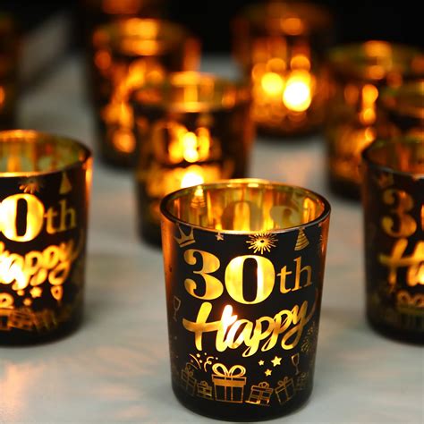 30th Birthday Candle Holders For Men 12 Packs Happy 30th Party Votive