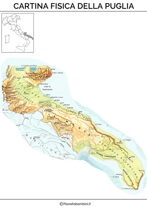 Cartina Muta Fisica E Politica Della Puglia Da Stampare