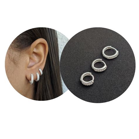 Trio De Brincos Argolinhas Cravejadas Prata Original Shopee Brasil