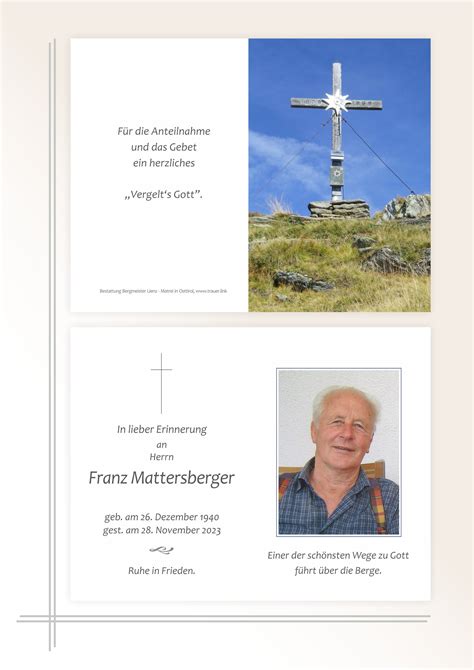 Andenkbild Franz Mattersberger Trauer Link