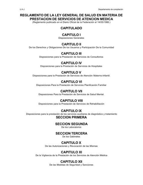 REGLAMENTO DE LA LEY GENERAL DE SALUD EN MATERIA DE