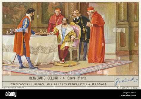 Benvenuto Cellini présentant des modèles pour son Saliera grenier à