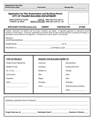 Fillable Online Ci Fraser Mi Application For Plan Examination And